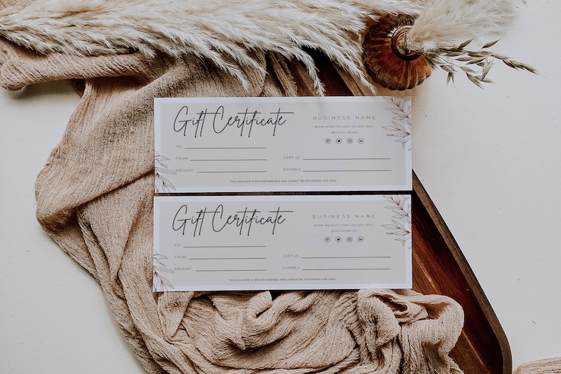 Boho Gift Certificate Template DIY Printable Gift Voucher - Etsy
