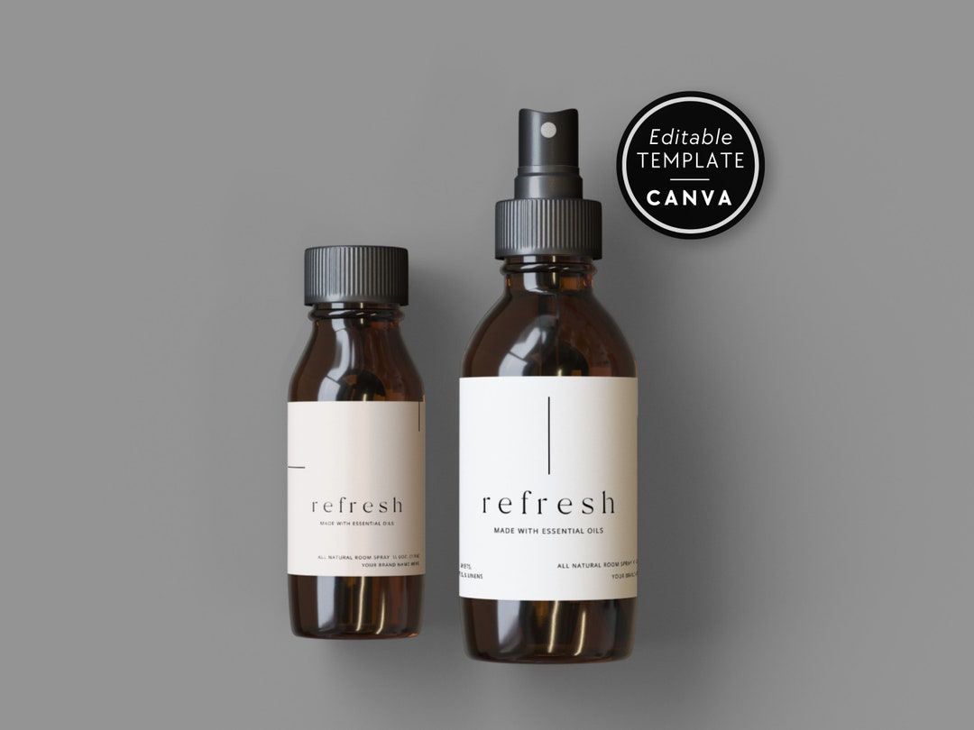 Room Spray Label Template, Editable Product Label Template, 2x2 3x2 DIY ...