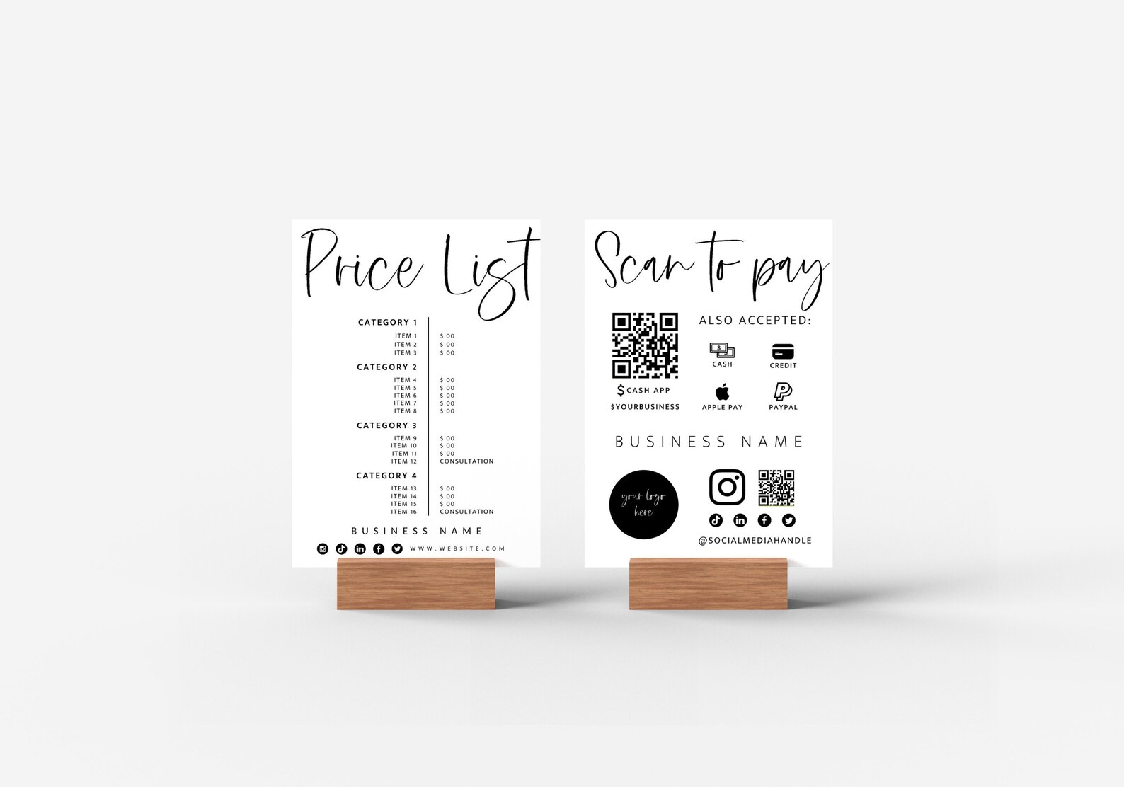 Printable Price List & Payment Sign QR Code Sign Template - Etsy