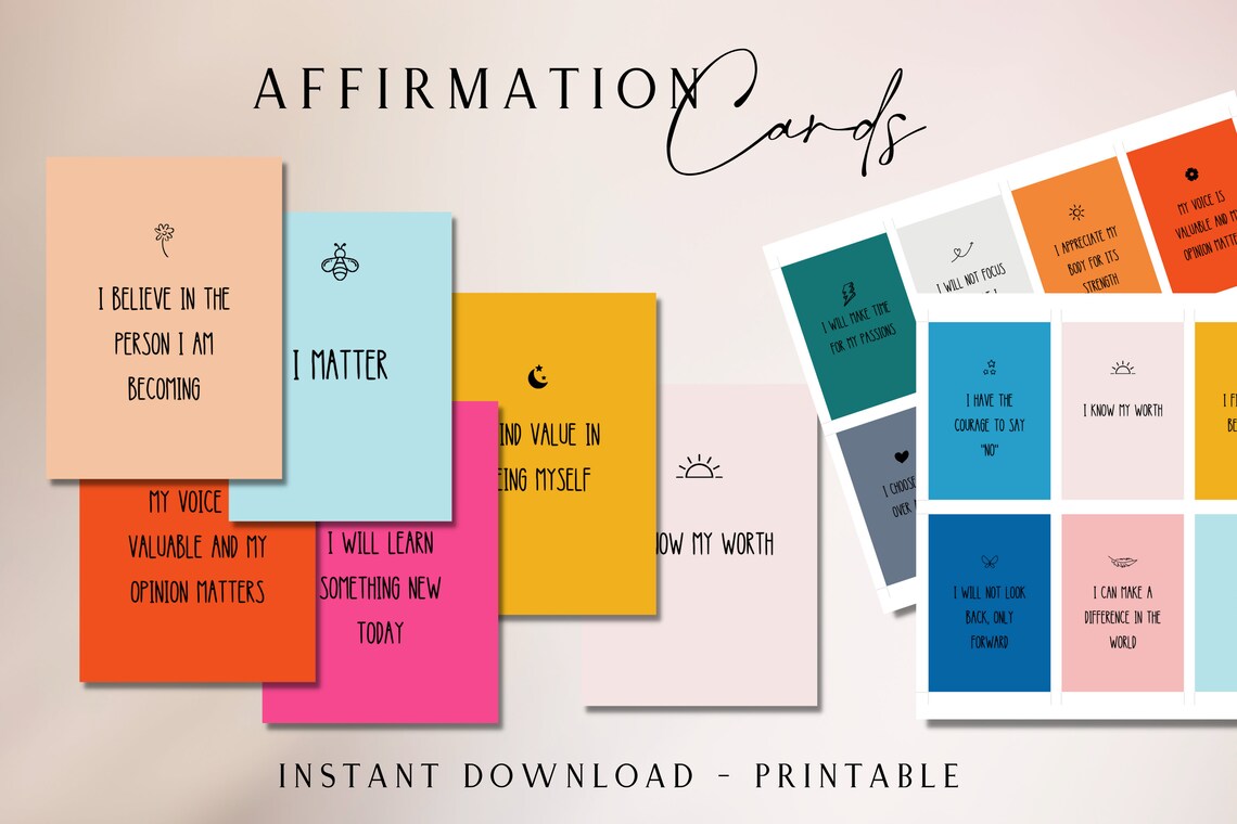 Printable Affirmation Cards Affirmation Deck Motivational | Etsy