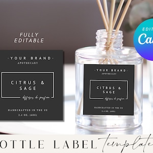 Reed Diffuser Label Template Editable Product Label Template | Etsy