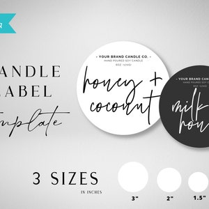 Round Candle Label Template Editable Candle Lid Sticker | Etsy