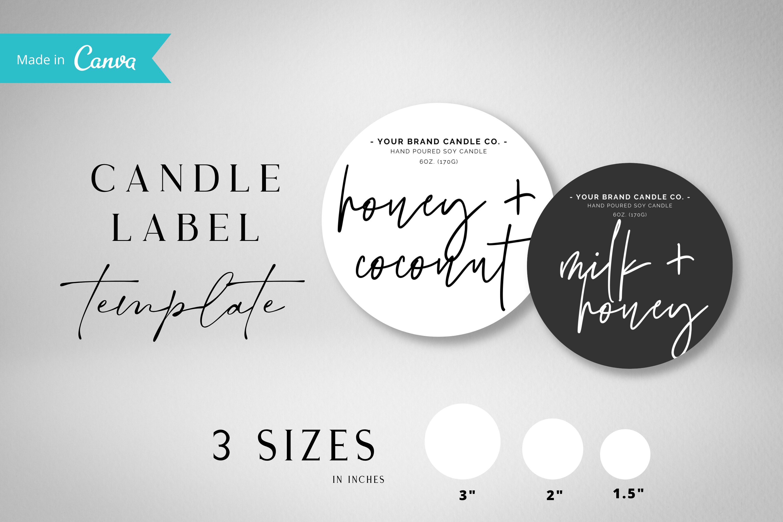 Round Candle Label Template Editable Candle Lid Sticker | Etsy