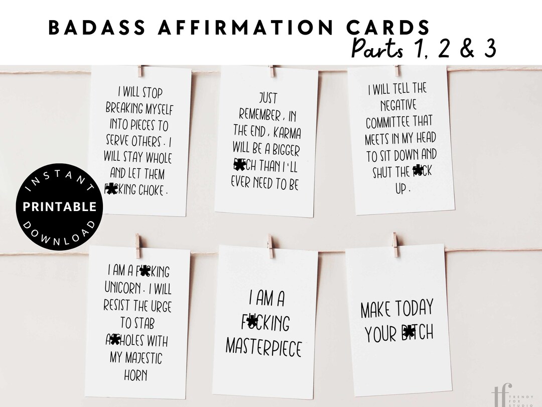 Printable Badass Affirmation Cards Sweary Affirmation Deck - Etsy