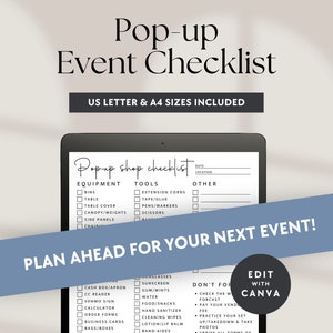 Pop-up Shop Checklist, Vendor Event Planner, Craft Show Checklist ...