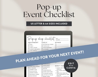 Pop-up Shop Checklist, Vendor Event Planner, Craft Show Checklist, Checklist for Vendor Booth ...