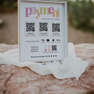 Rainbow Scan to Pay Sign Template Canva, 3 QR Code Printable Payment ...