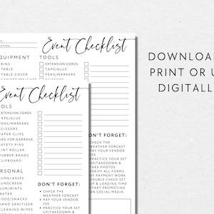 Pop-up Shop Checklist, Vendor Event Planner, Craft Show Checklist ...