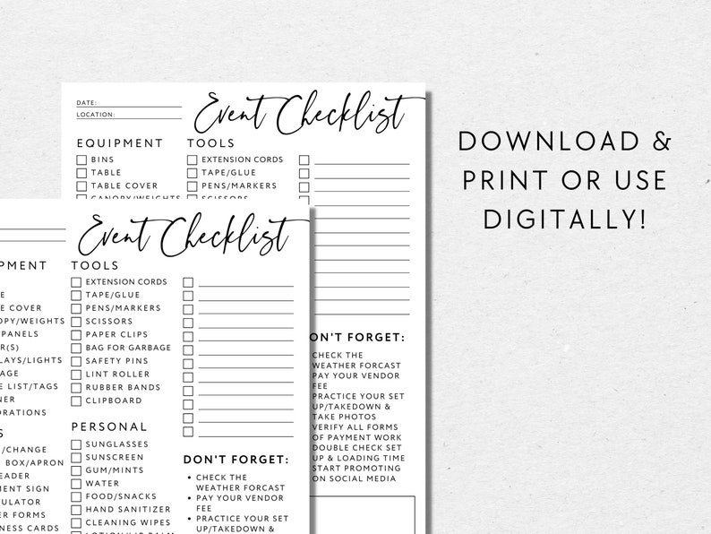 Pop-up Shop Checklist Vendor Event Planner Craft Show - Etsy