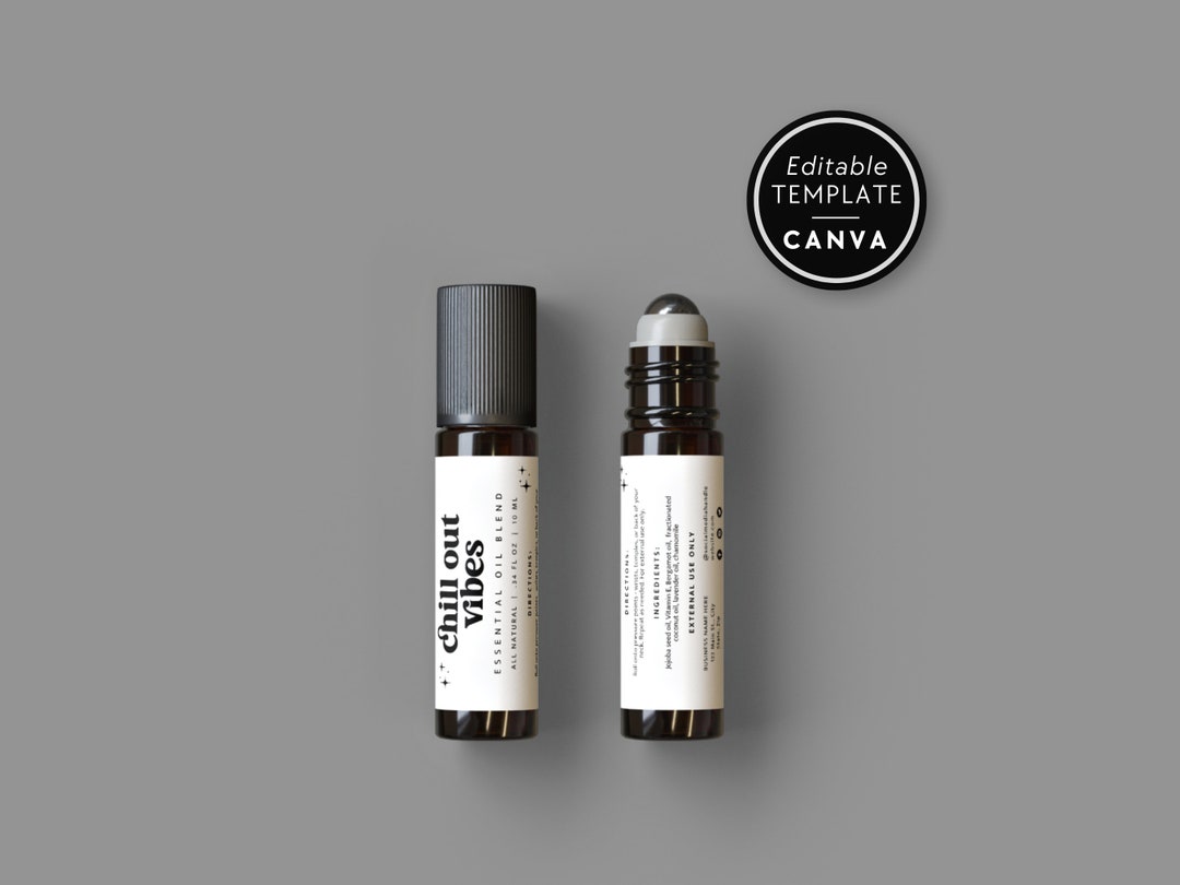 Retro Essential Oil Label Template, Roller Bottle Label Editable, Oil ...