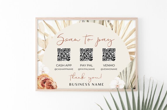 QR Code Sign Template Printable Payment Sign Scan to Pay - Etsy