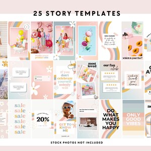 Rainbow Retro Instagram Story Templates Canva, IG Stories, Instagram ...