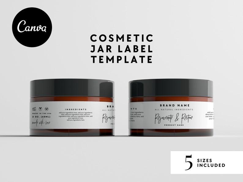 Modern Cosmetic Jar Label Template Canva Editable Cosmetic - Etsy