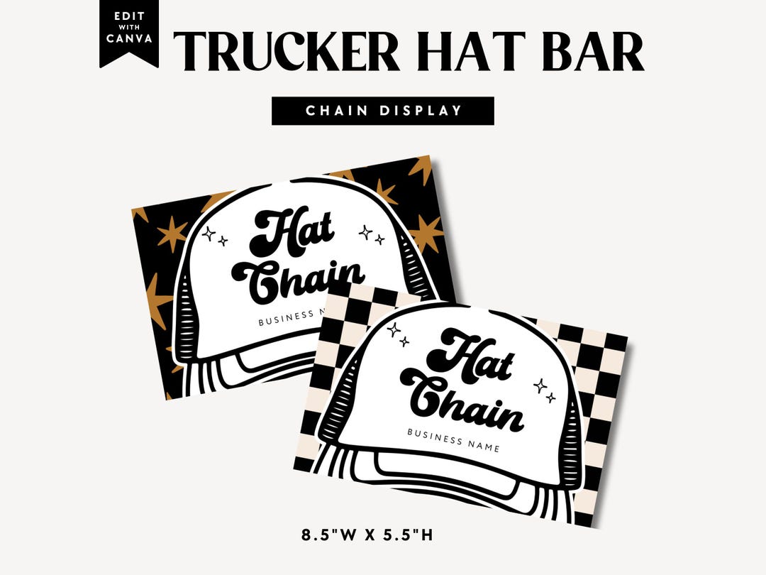 Trucker Hat Chain Display Card Canva Template, Editable Hat Beads ...
