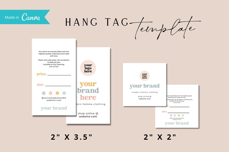 Editable Hanging Tags Template Printable Fashion Label - Etsy