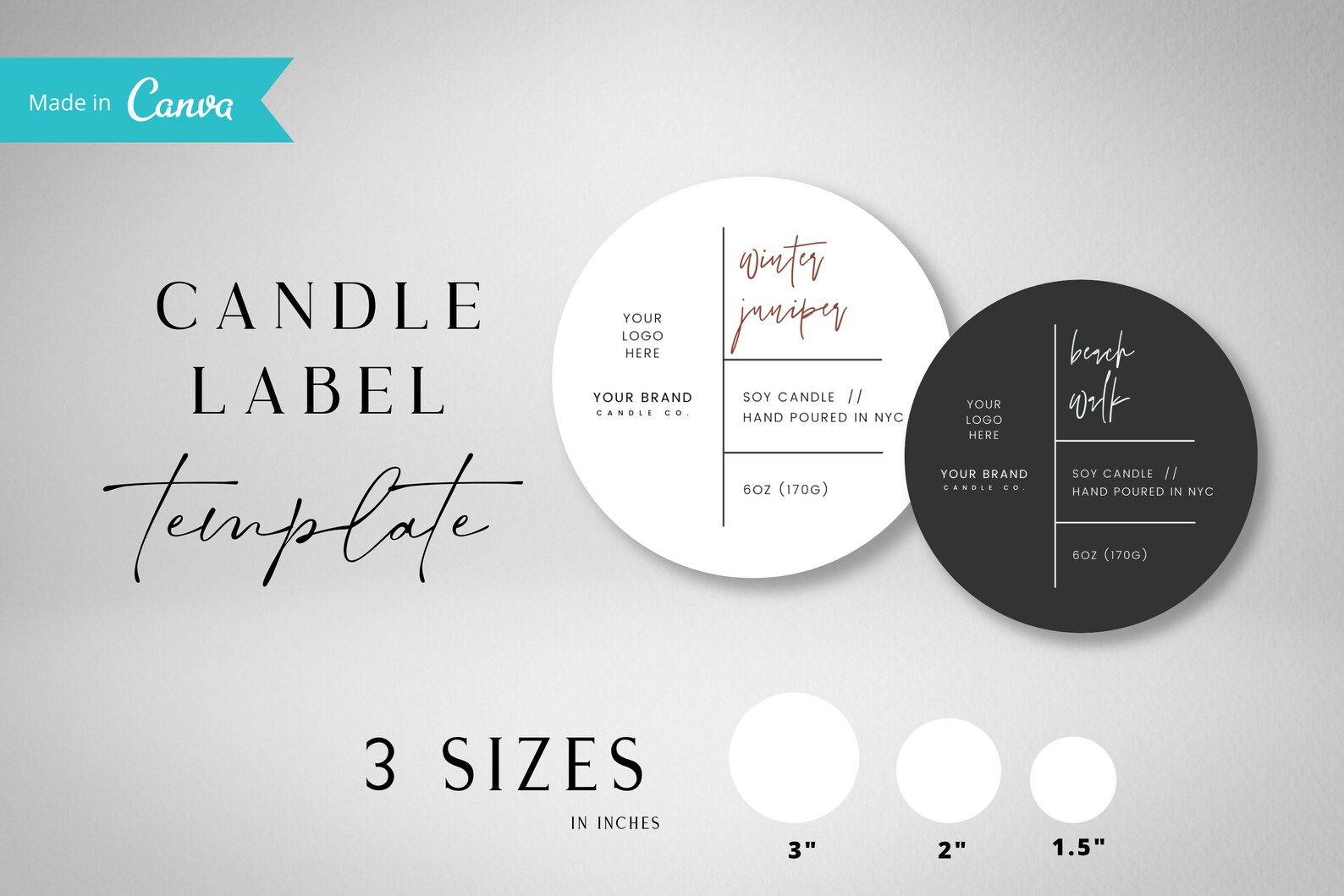 Round Candle Label Template Editable Candle Lid Sticker | Etsy