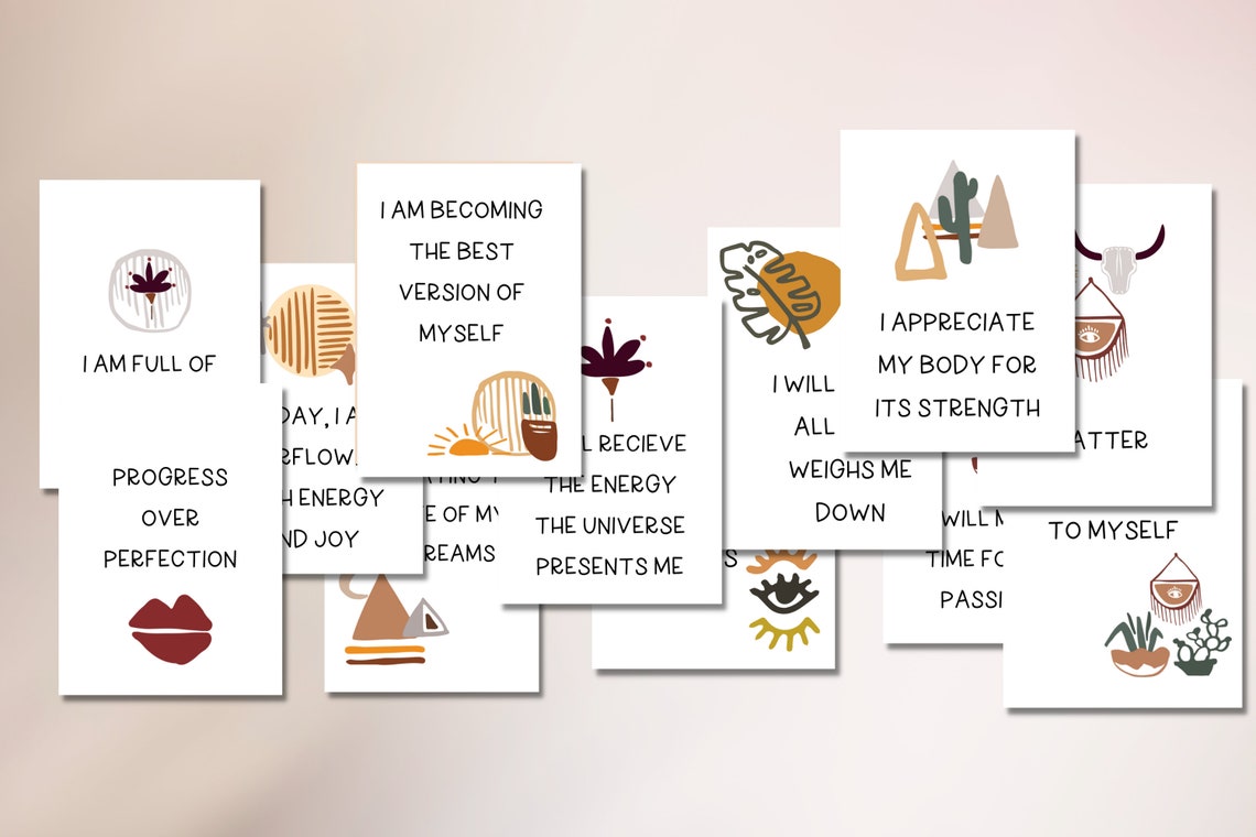 Printable Boho Affirmation Cards Affirmation Deck - Etsy