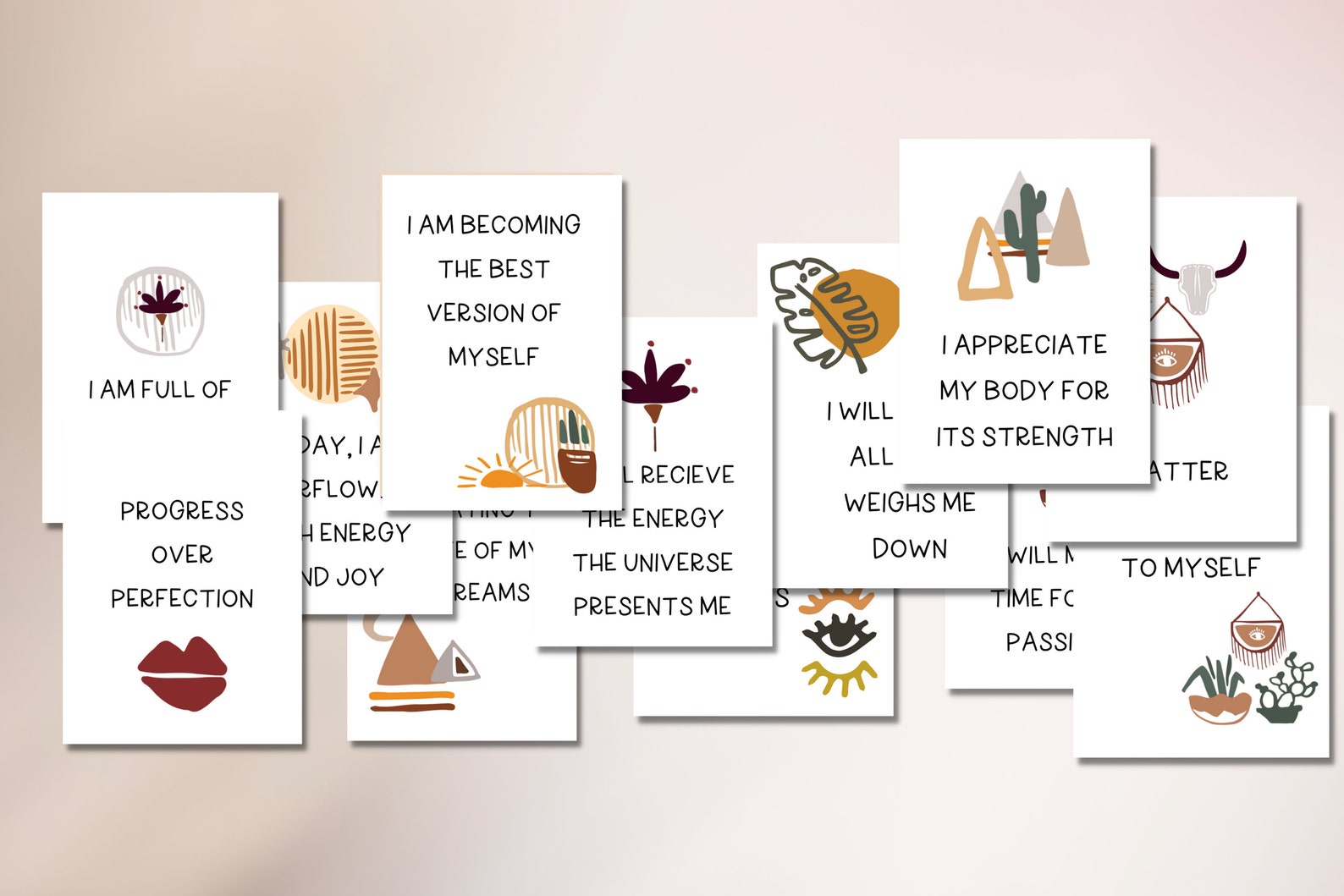 Printable Boho Affirmation Cards Affirmation Deck - Etsy