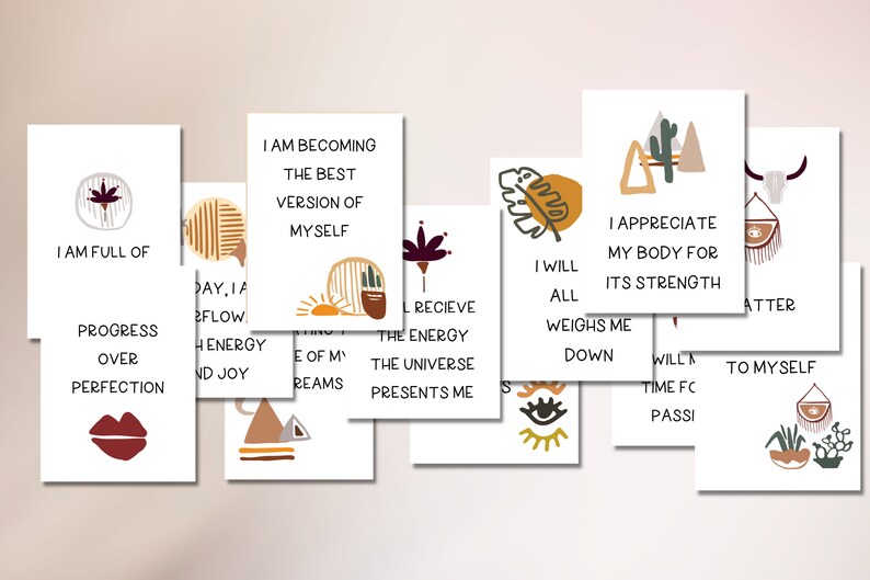 Printable Boho Affirmation Cards, Affirmation Deck, Motivational Cards ...