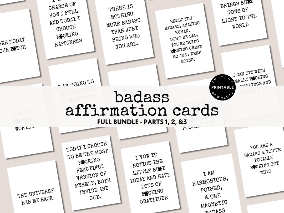 Printable Badass Affirmation Cards Sweary Affirmation Deck Motivational ...