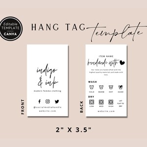 Editable Washing Instructions Tag, Printable Hang Tag Template ...
