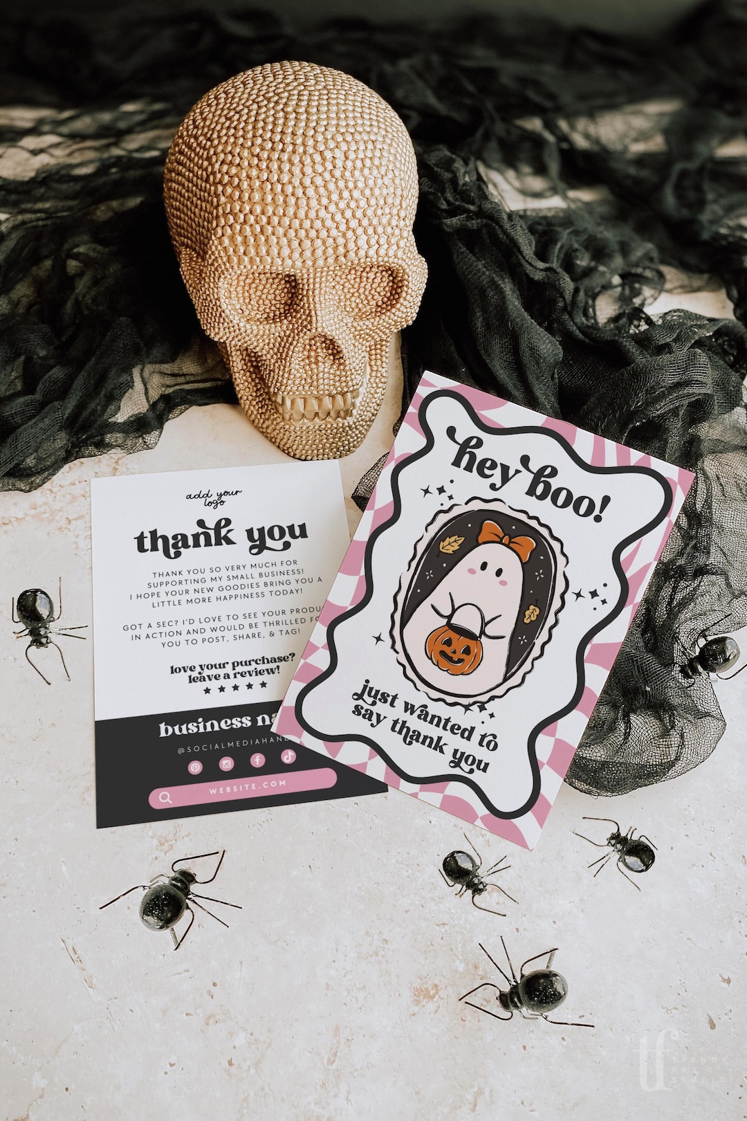 Cute Ghost Halloween Thank You Card Canva Template, Editable Cozy Fall ...