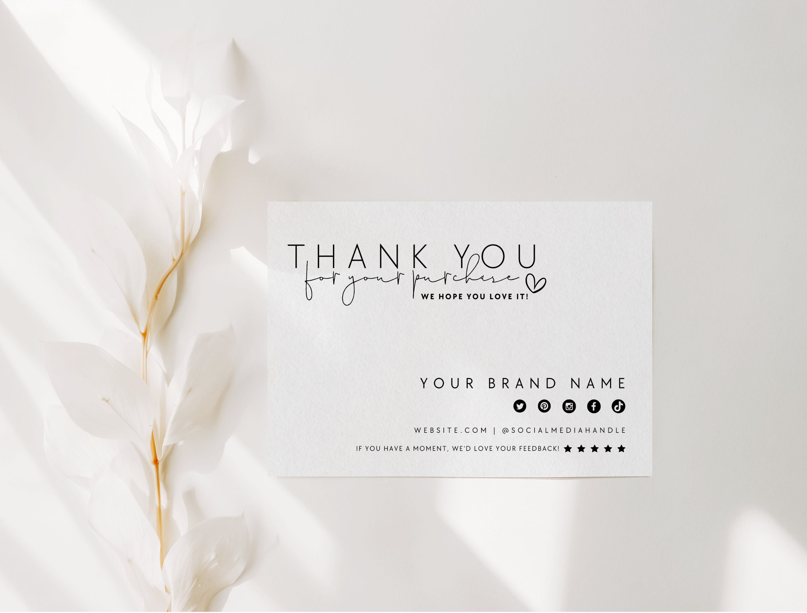 Minimal Business Thank You Card Template Modern Editable - Etsy
