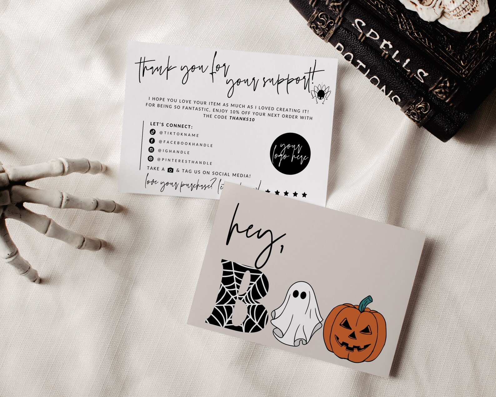 Halloween Business Thank You Card Template Editable Small - Etsy