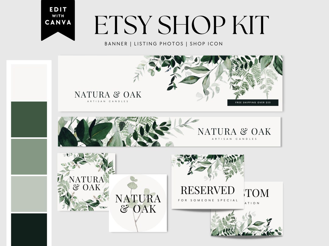 Greenery Etsy Shop Kit, Etsy Banner Template, Etsy Store Branding ...