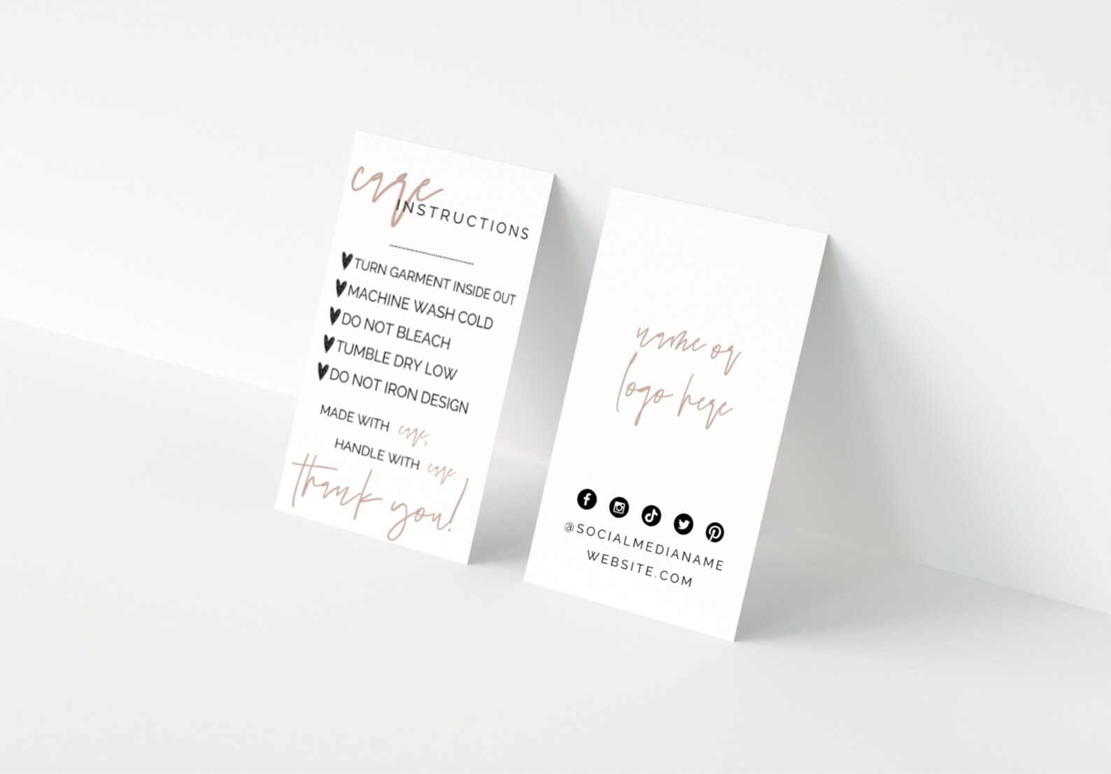 Garment Care Card Template INSTANT DOWNLOAD Simple Care Card - Etsy