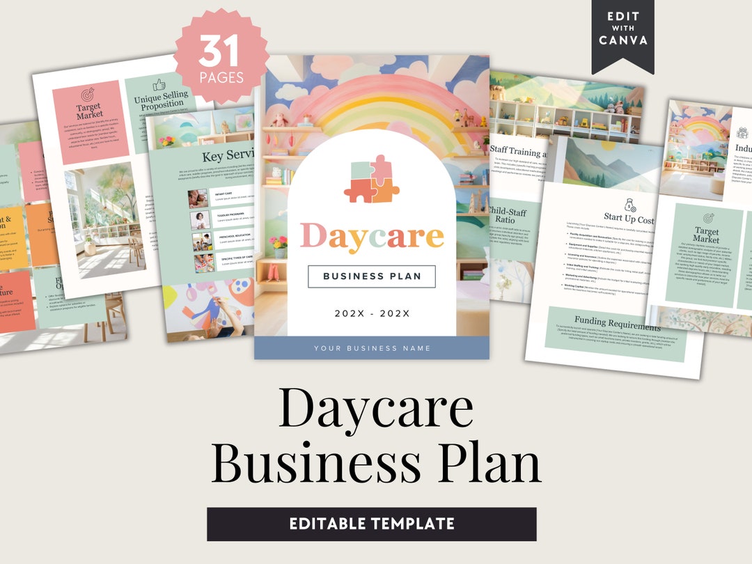 Daycare Business Plan Canva Template, Preschool Startup Plan, Editable ...