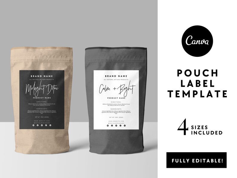 Pouch Label Template Canva Editable Body Product Label - Etsy