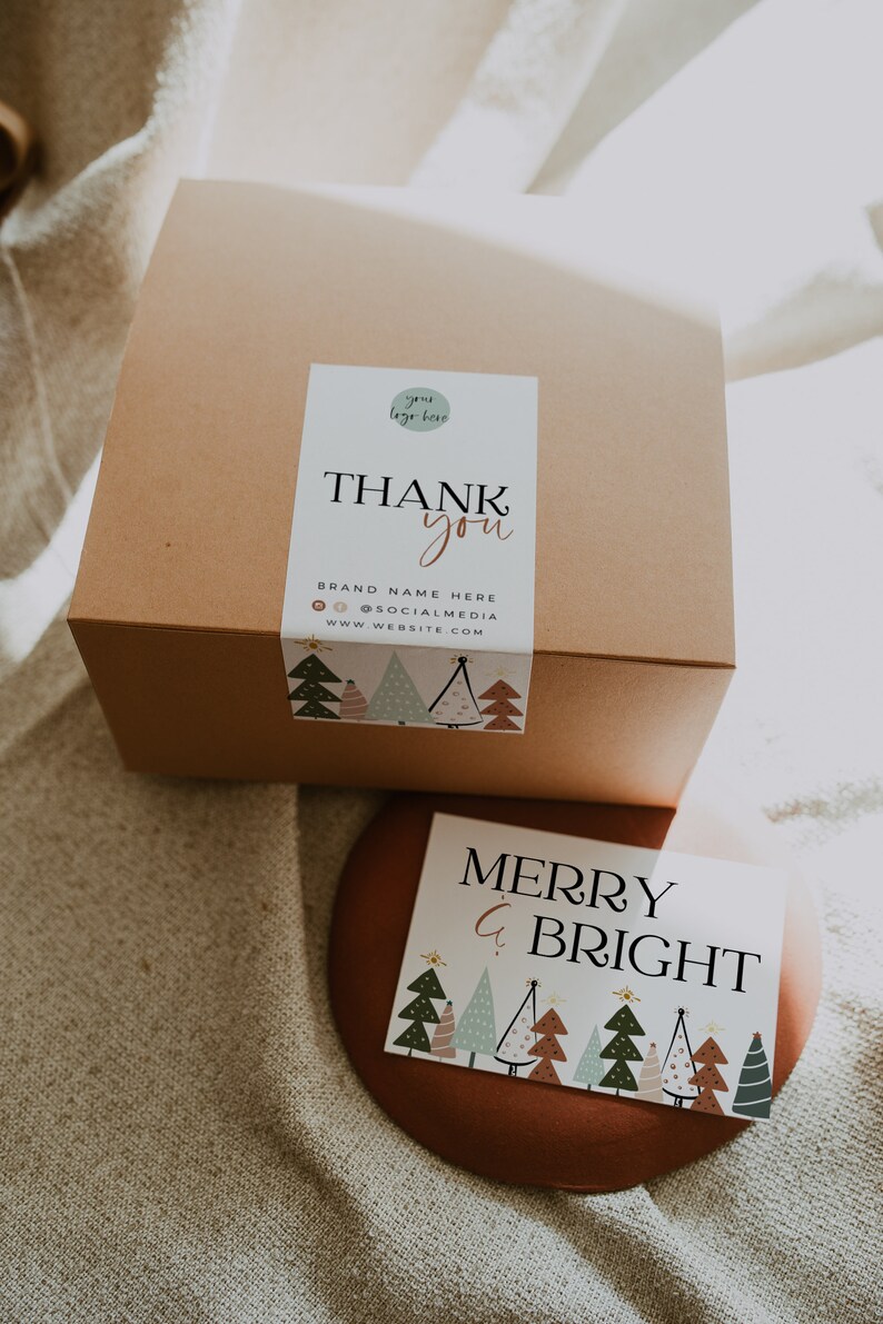 Holiday Box Label Template Editable Christmas Packaging - Etsy