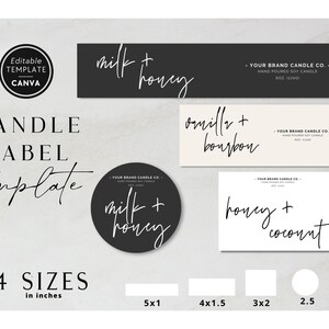 Thin Candle Label Templates, Editable Candle Tin Label, Script Font ...
