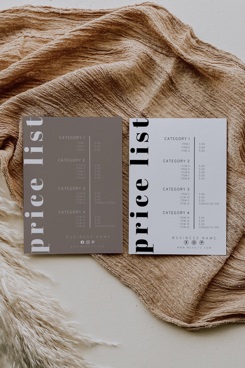 DIY Printable Price List Template Editable Price Sheet Pricing | Etsy