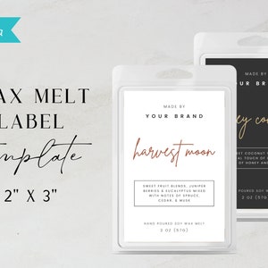 Wax Melt Label Template, Modern Editable Wax Label, DIY Minimal Wax ...