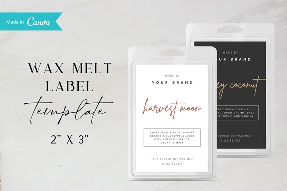 Wax Melt Label Template Modern Editable Wax Label DIY - Etsy