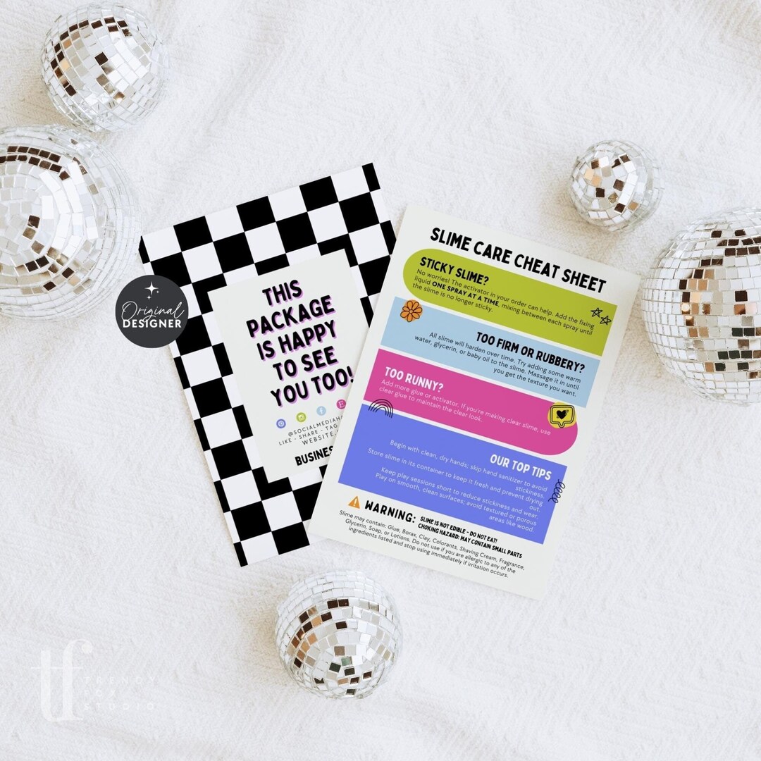 Slime Instruction Card Canva Template, Slime Cheat Sheet Package Insert ...