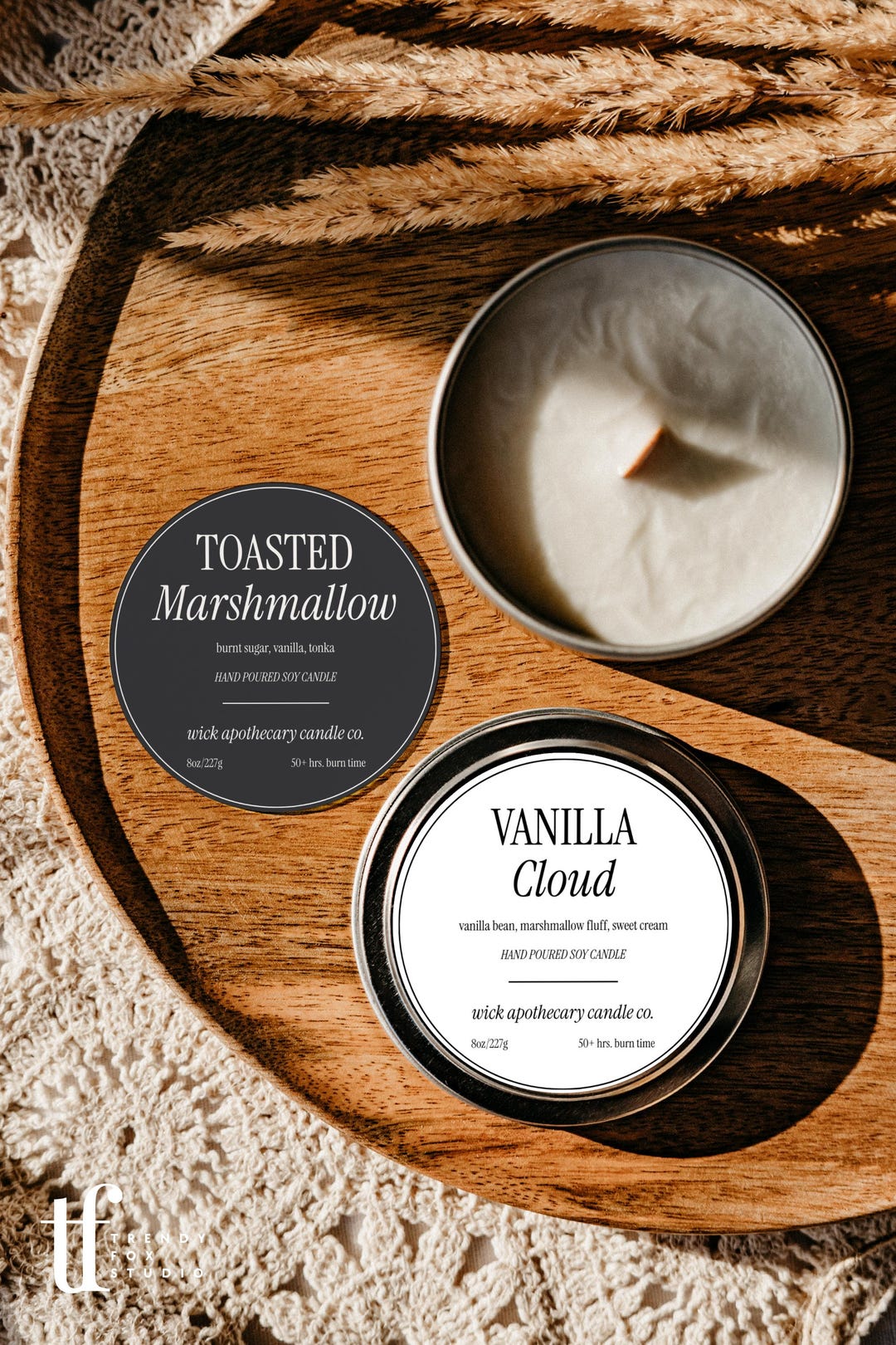Modern Minimal Round Candle Label Canva Template, Editable Circular Tin ...