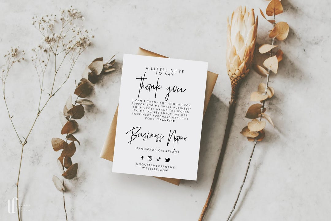 Modern Business Thank You Card Template, Minimal Printable Thanks for ...