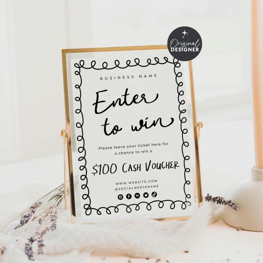 Whimsical Raffle Sign Canva Template, Cute Fun Enter to Win Poster, Pop ...