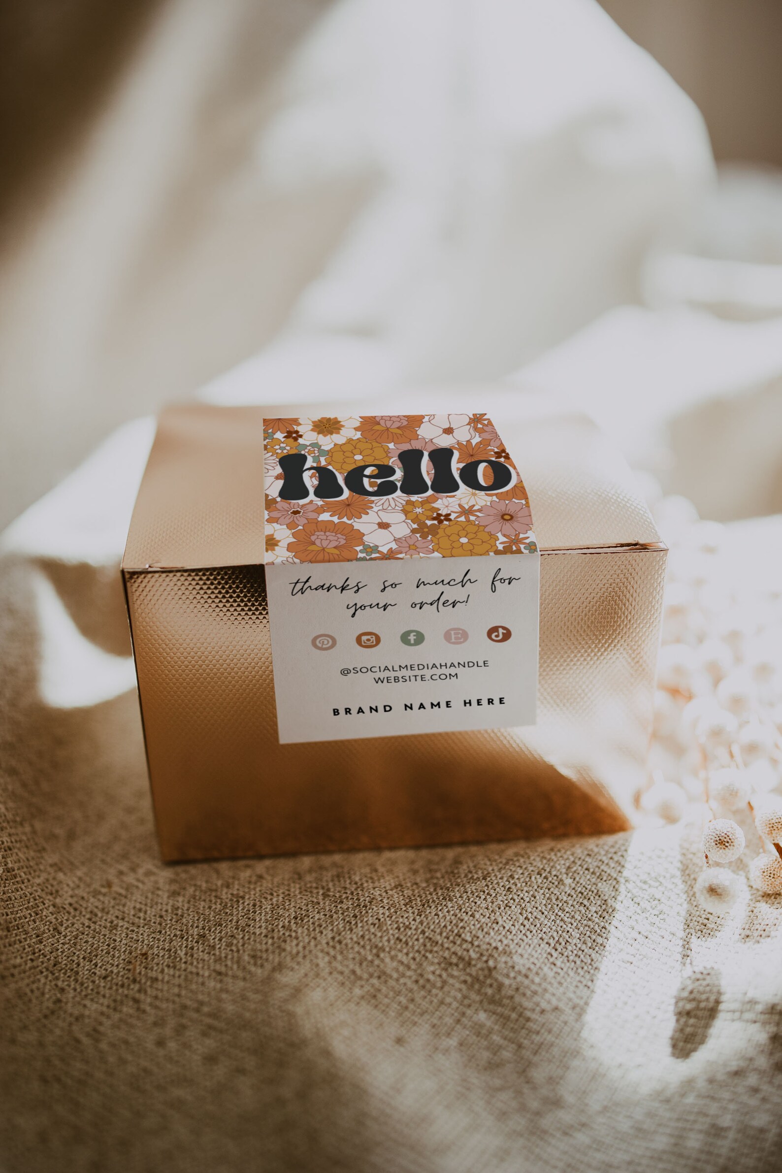 Retro Box Label Template Editable Packaging Label Groovy - Etsy