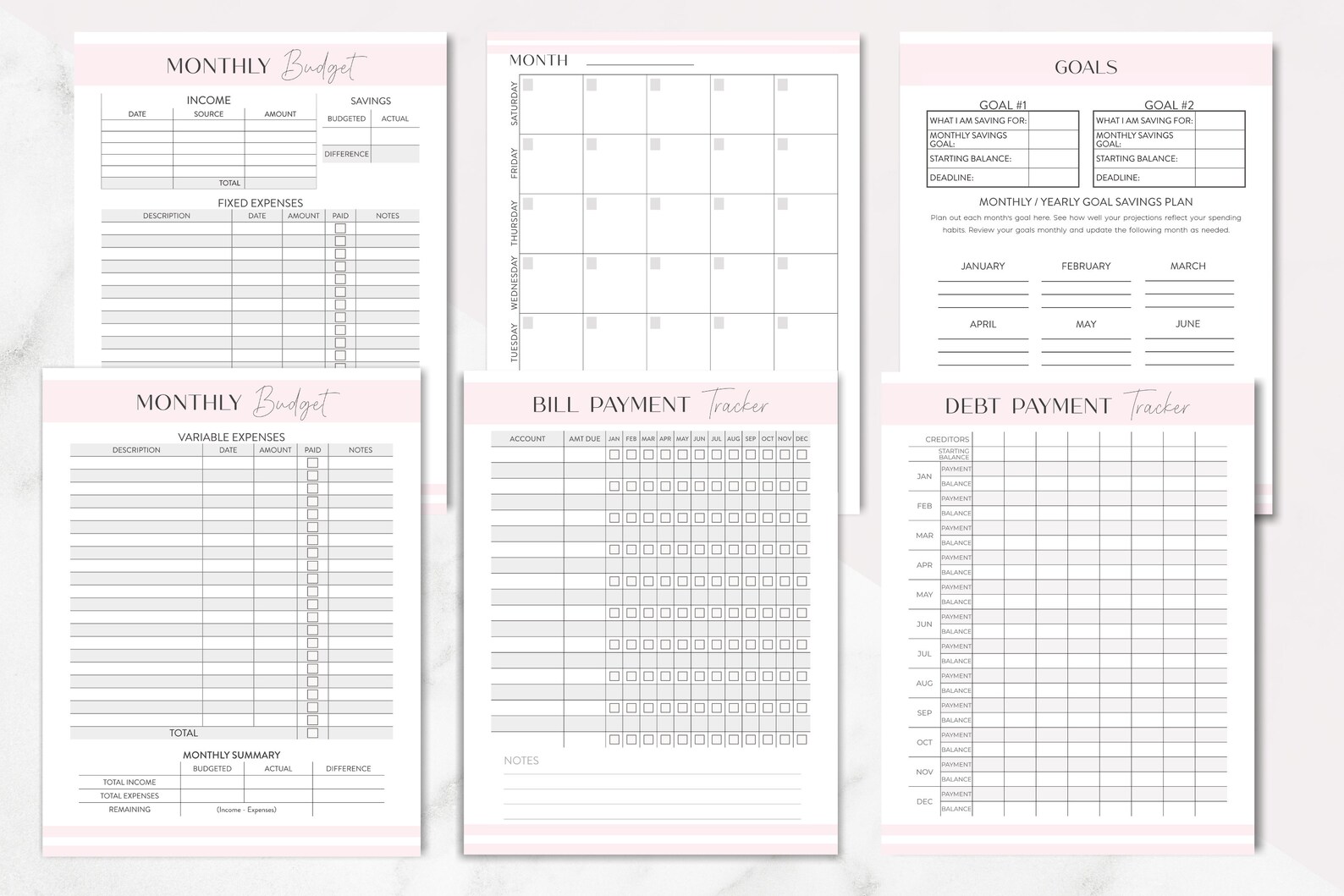 Printable BUDGET PLANNER Finance Template Expense Savings | Etsy