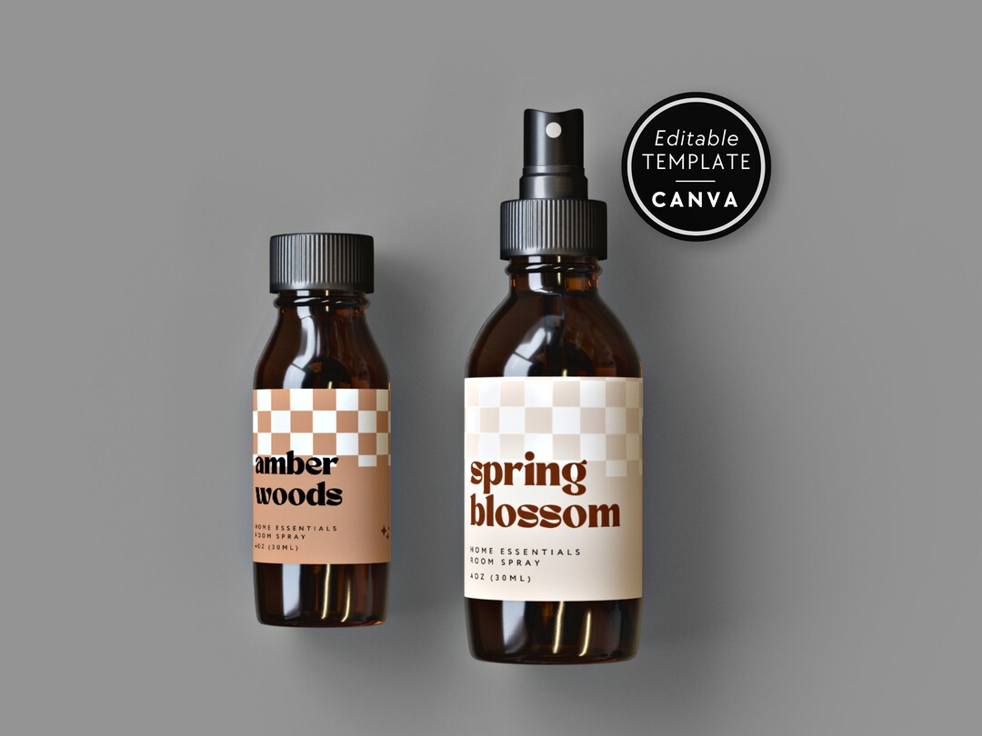 Retro Room Spray Label Template Canva, Editable Groovy Product Label ...
