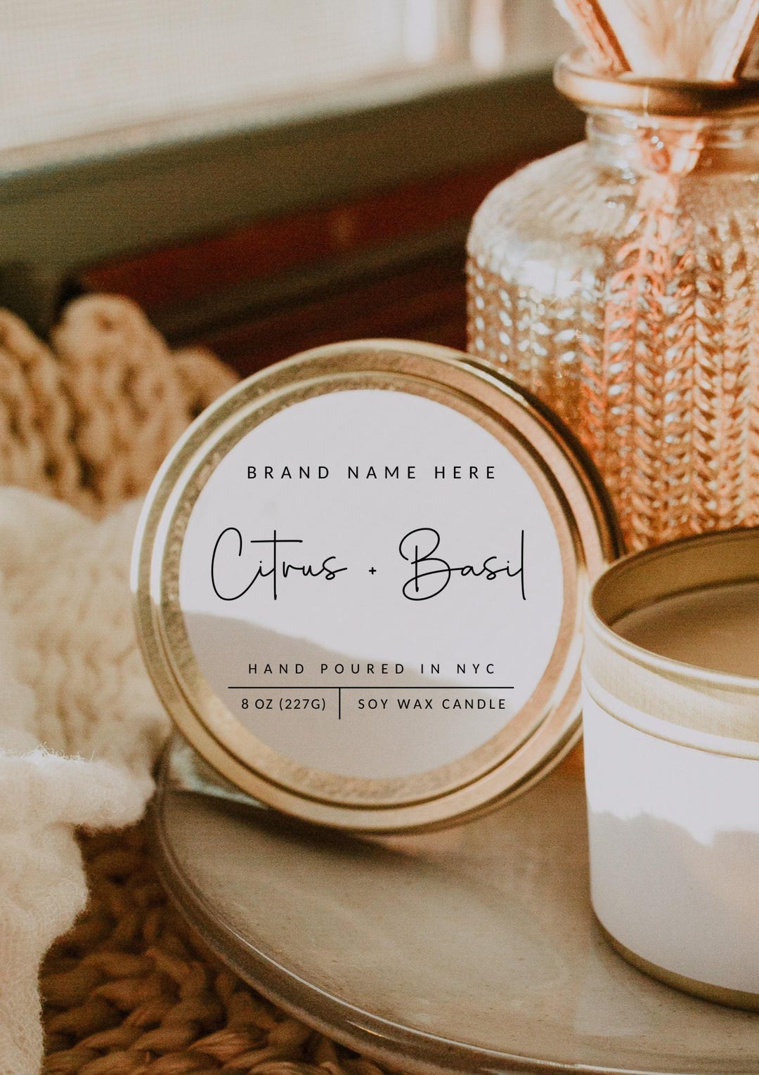 Round Candle Label Template, DIY Minimal Candle Label, Customizable ...