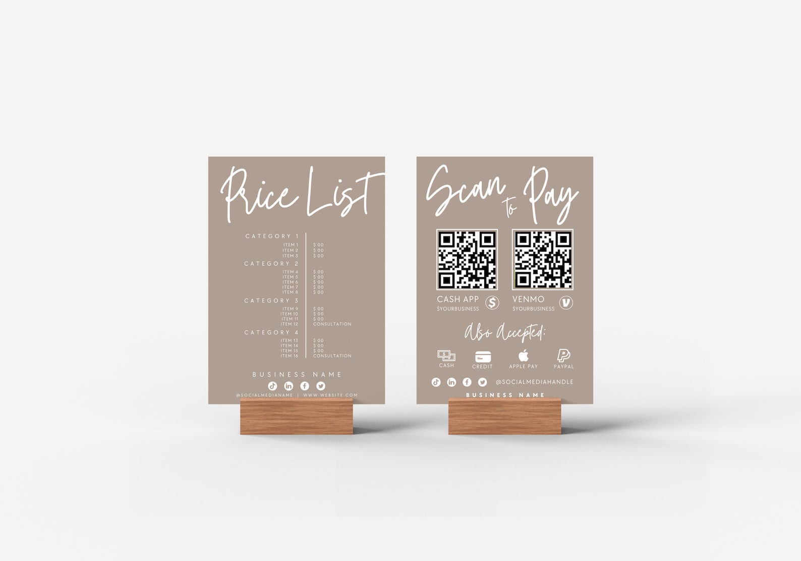 Modern Scan to Pay Sign & Price List Template QR Code Sign | Etsy