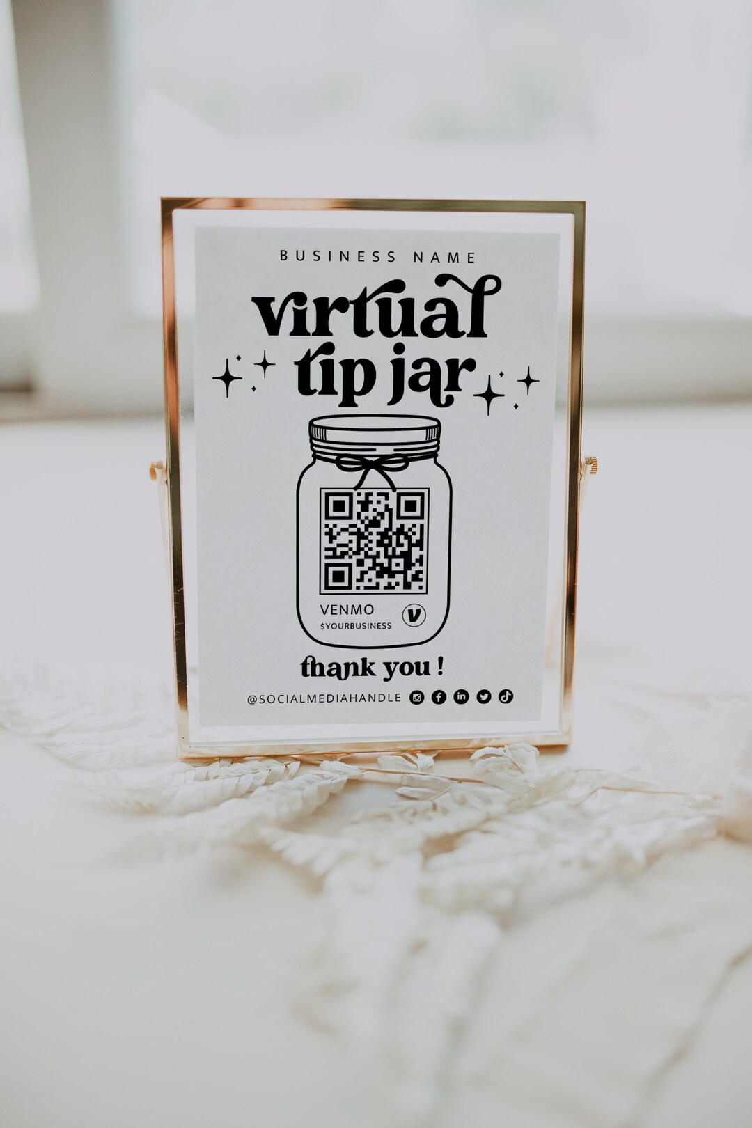 Printable Virtual Tip Jar Venmo Payment Sign, QR Code Sign Canva ...