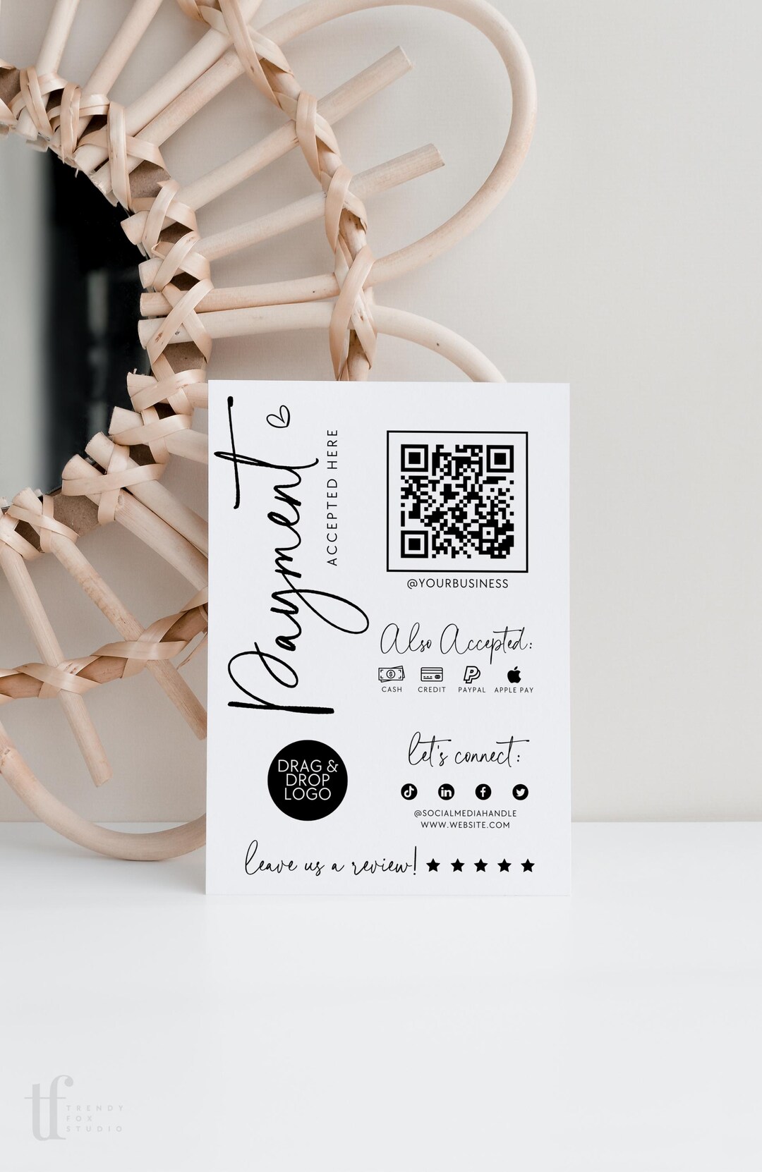 Scan to Pay Sign Template Canva QR Code Printable Payment Sign ...