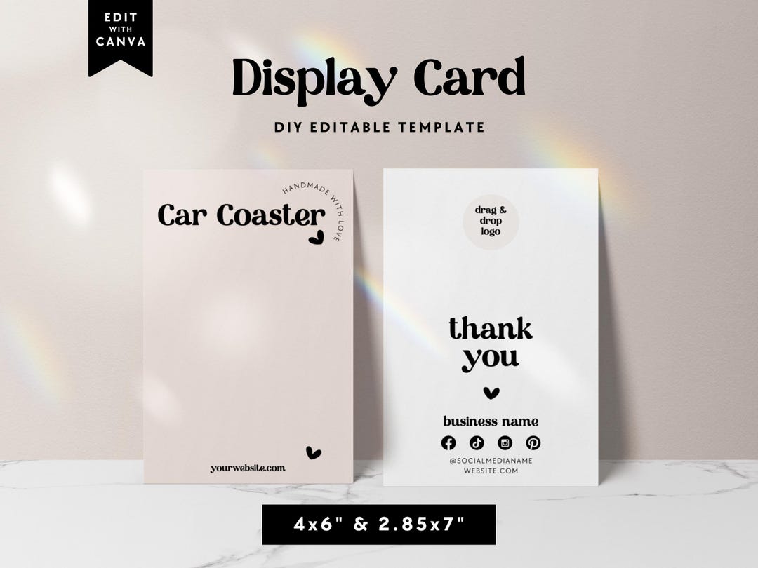 Editable Retro Car Coaster Backing Card Canva Template, Car Coaster ...