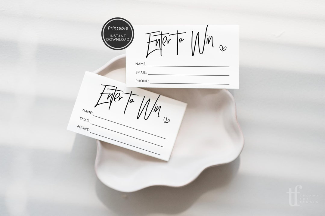 Minimal Raffle Ticket Printable, Modern Enter to Win Business Card, Pop ...
